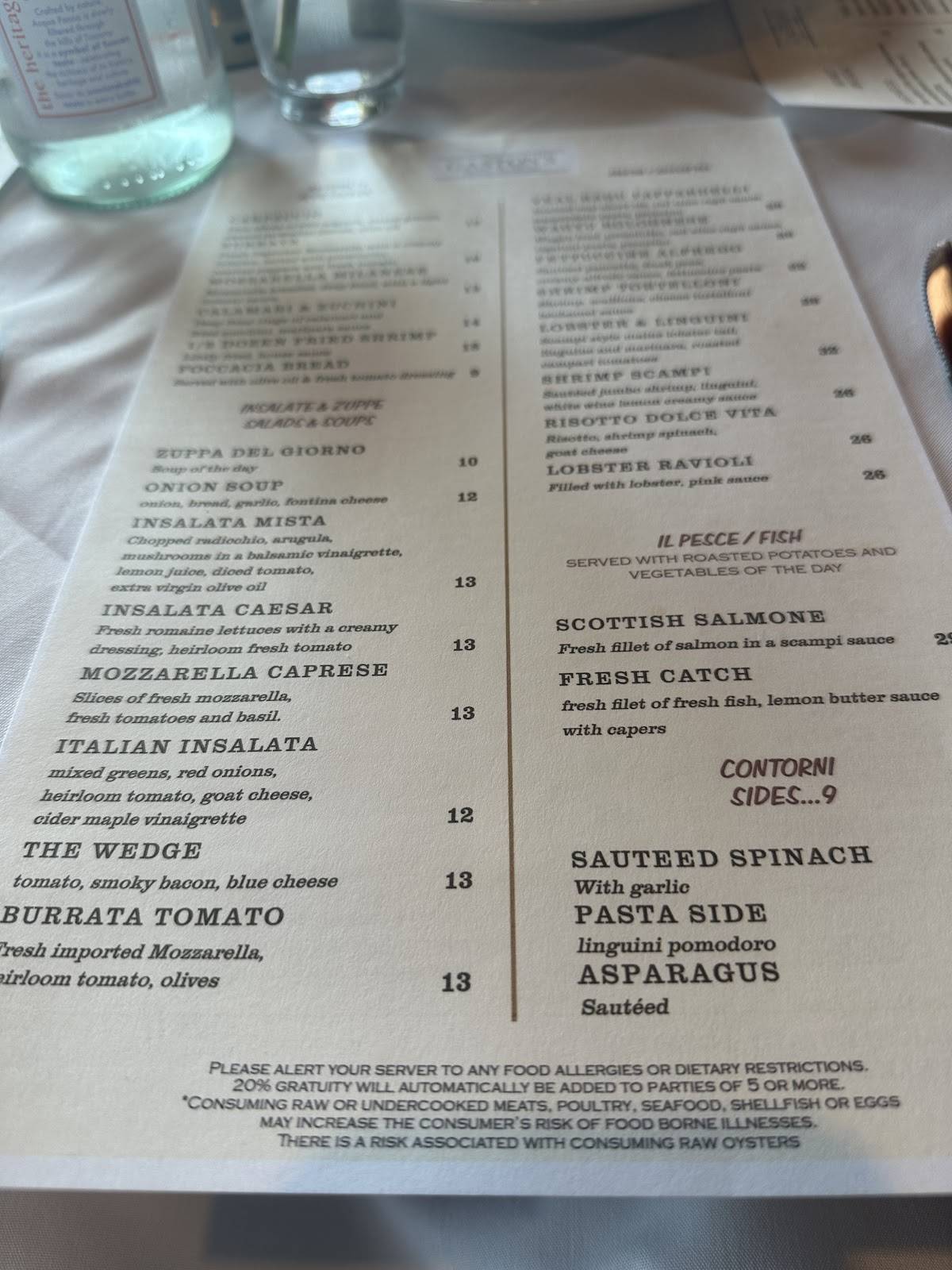 Menu at Gaston's Italian Steakhouse, Virginia Beach