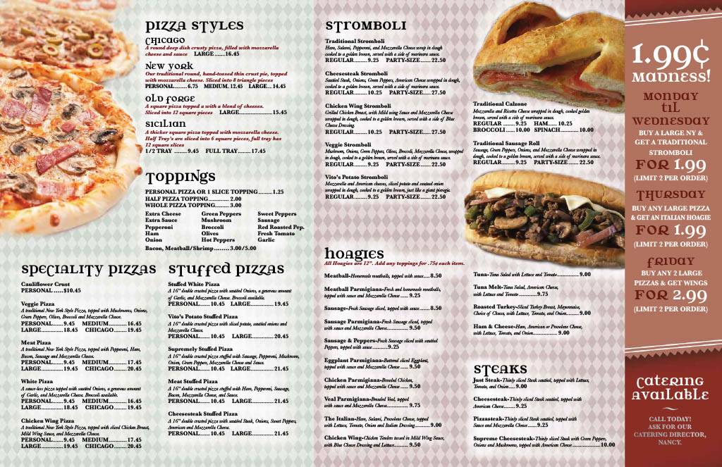 Menu at Vito's Bistro pizzeria, Pittston, 434 N Main St