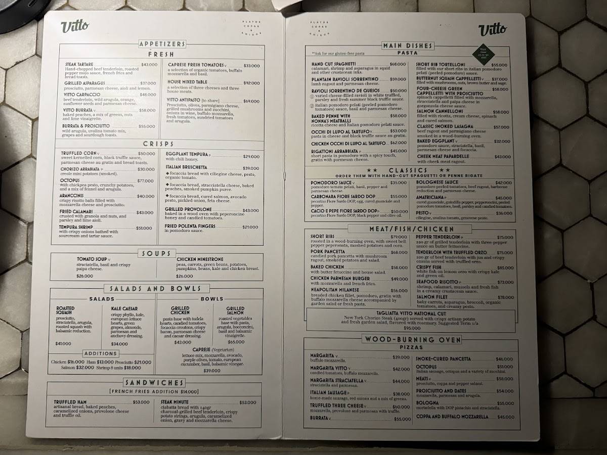 Menu at Vitto Restaurante, Bogotá, Cl. 69 #4-97