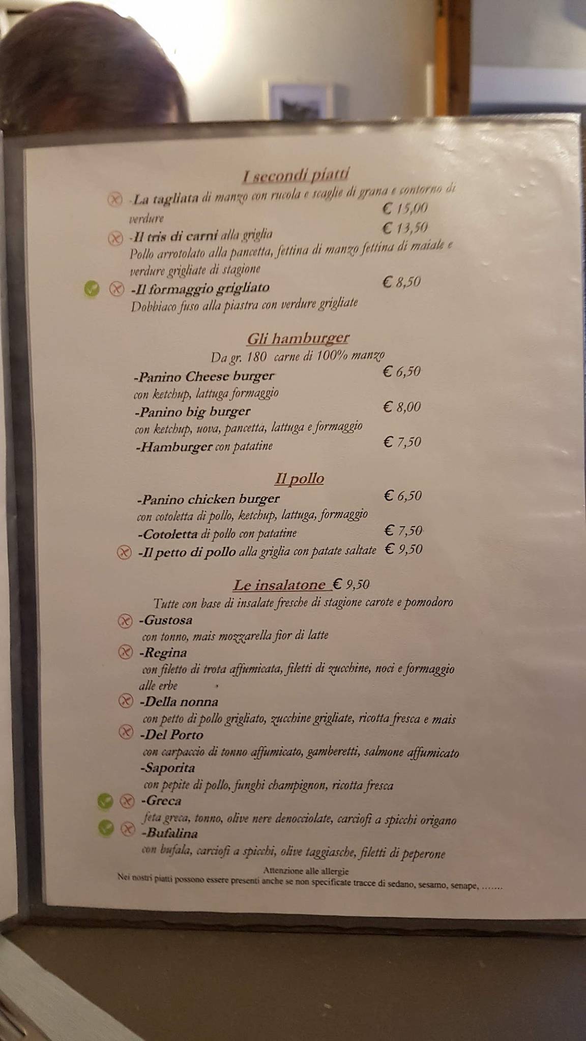 Menu da La Loggia ristorante, Vittorio Veneto