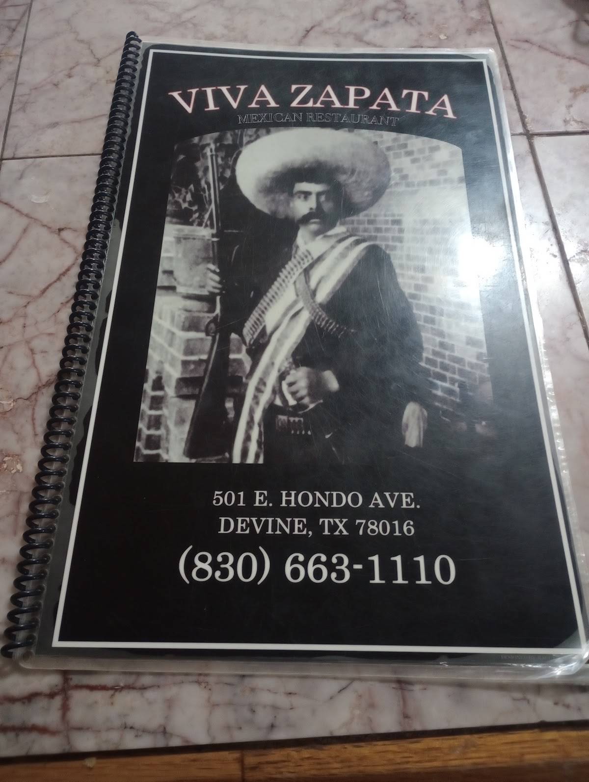 Menu at Viva Zapata Mexican Restaurant, Devine