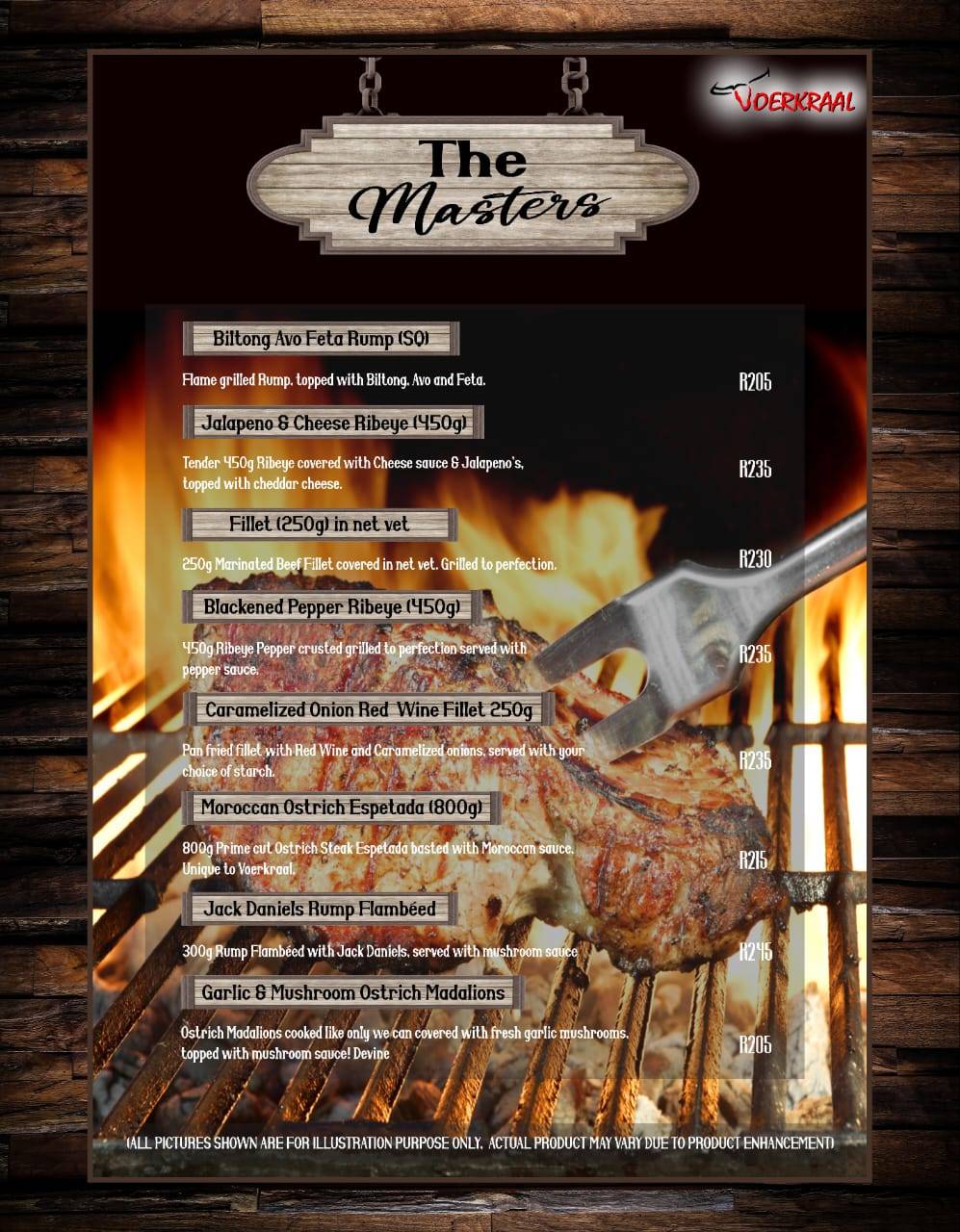 Menu at Voerkraal Restaurant Klerksdorp, Klerksdorp