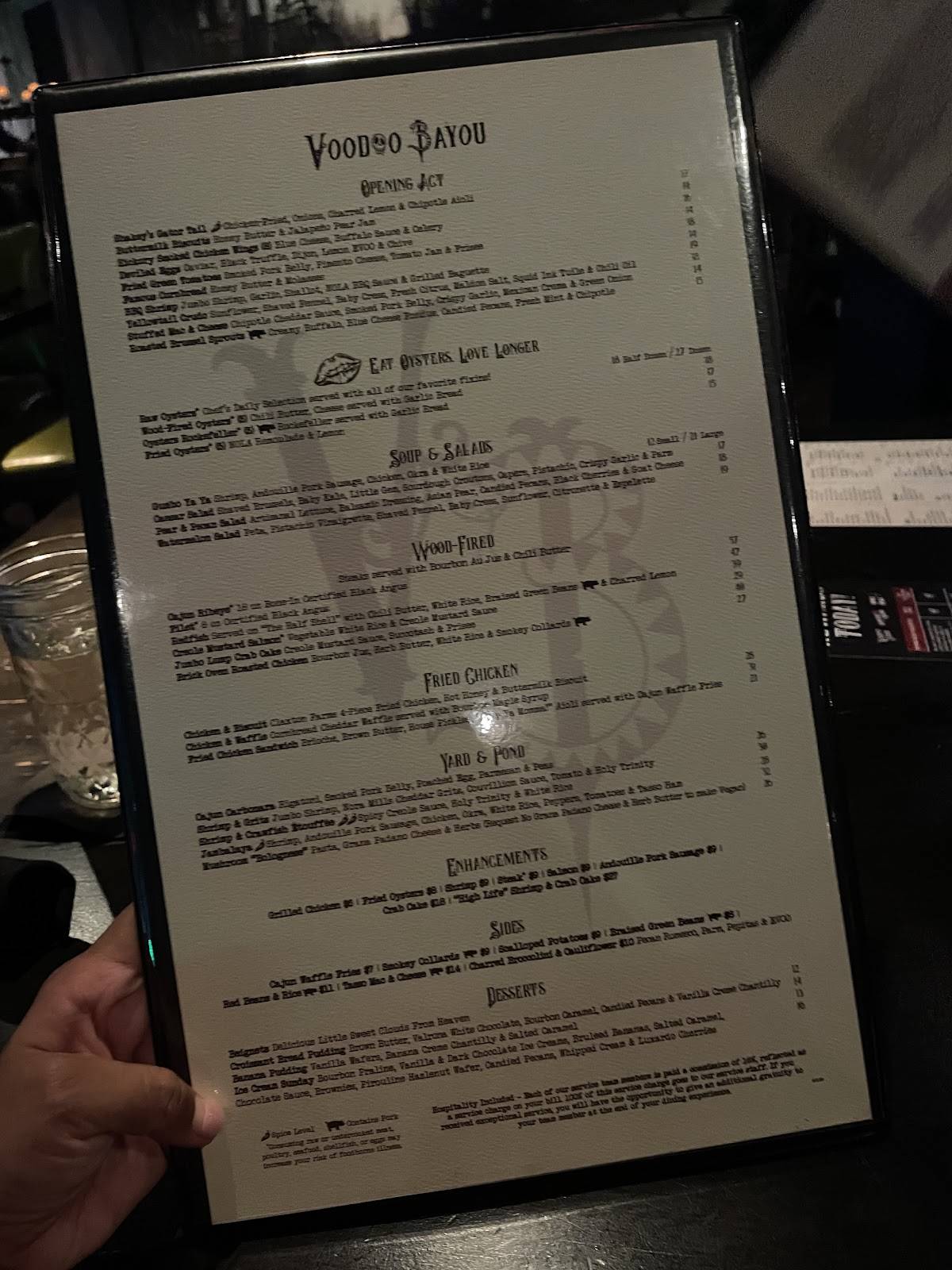 Menu at Voodoo Bayou pub & bar, Palm Beach Gardens, Lake Victoria ...