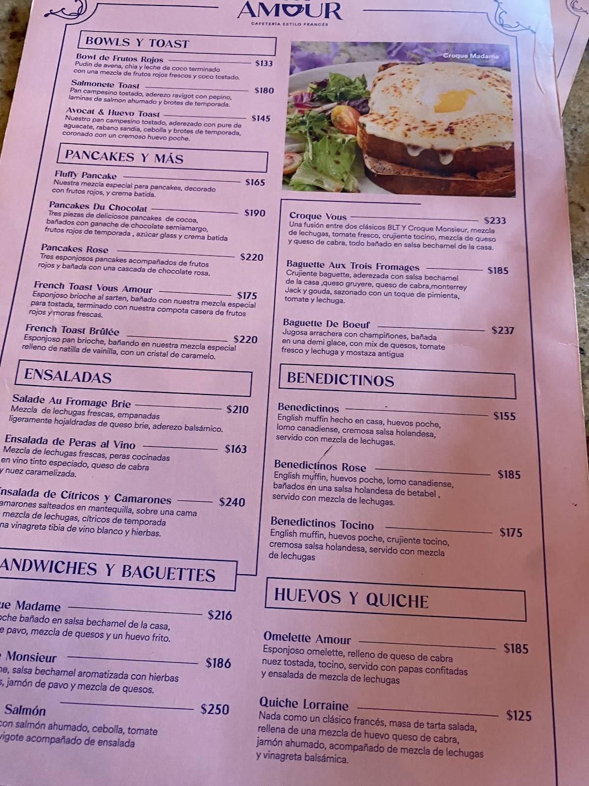 Menu at Vous Amour cafe, Merida, C. 23