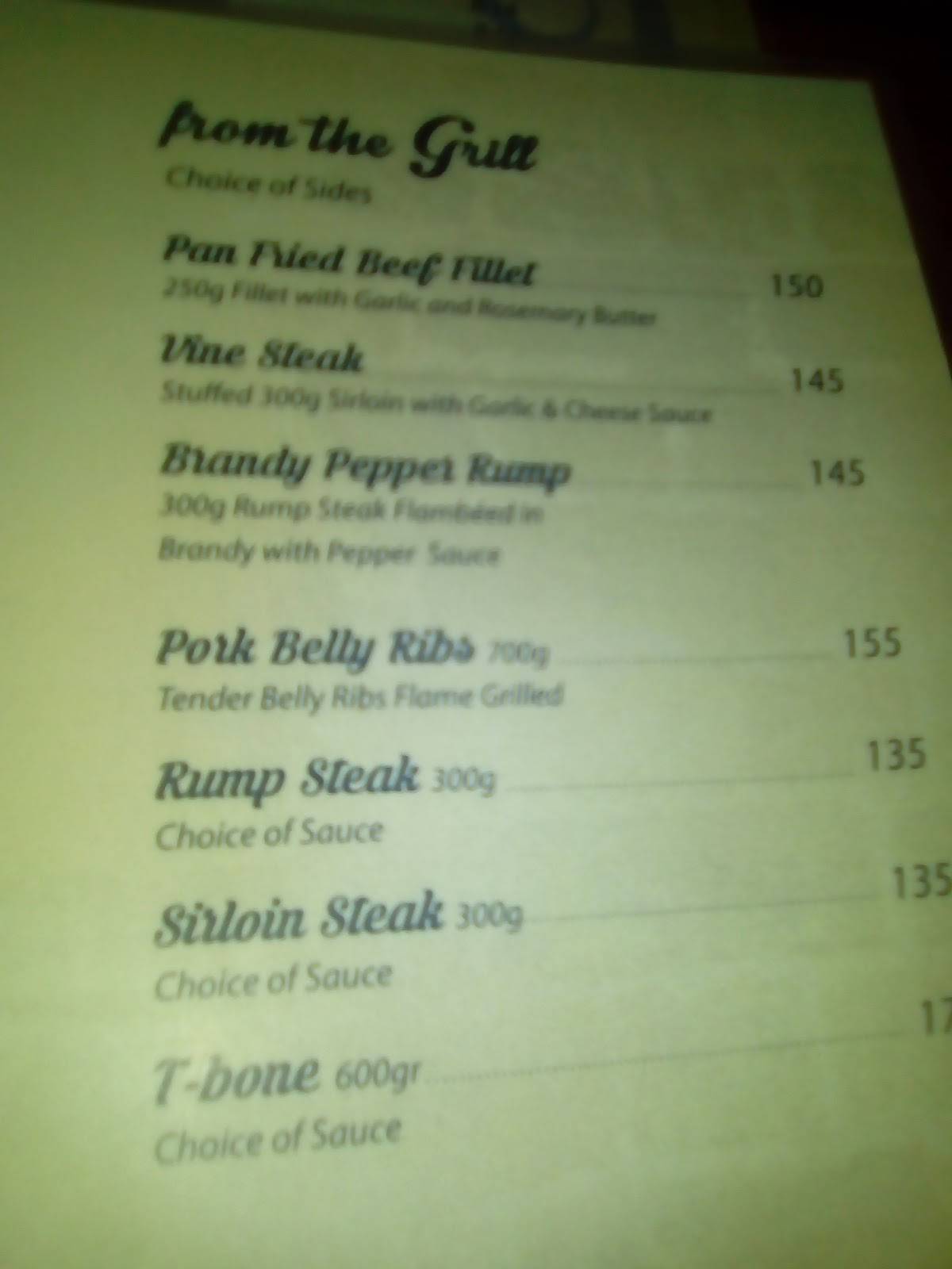 Menu at The GrapeVine Restaurant, Vredendal