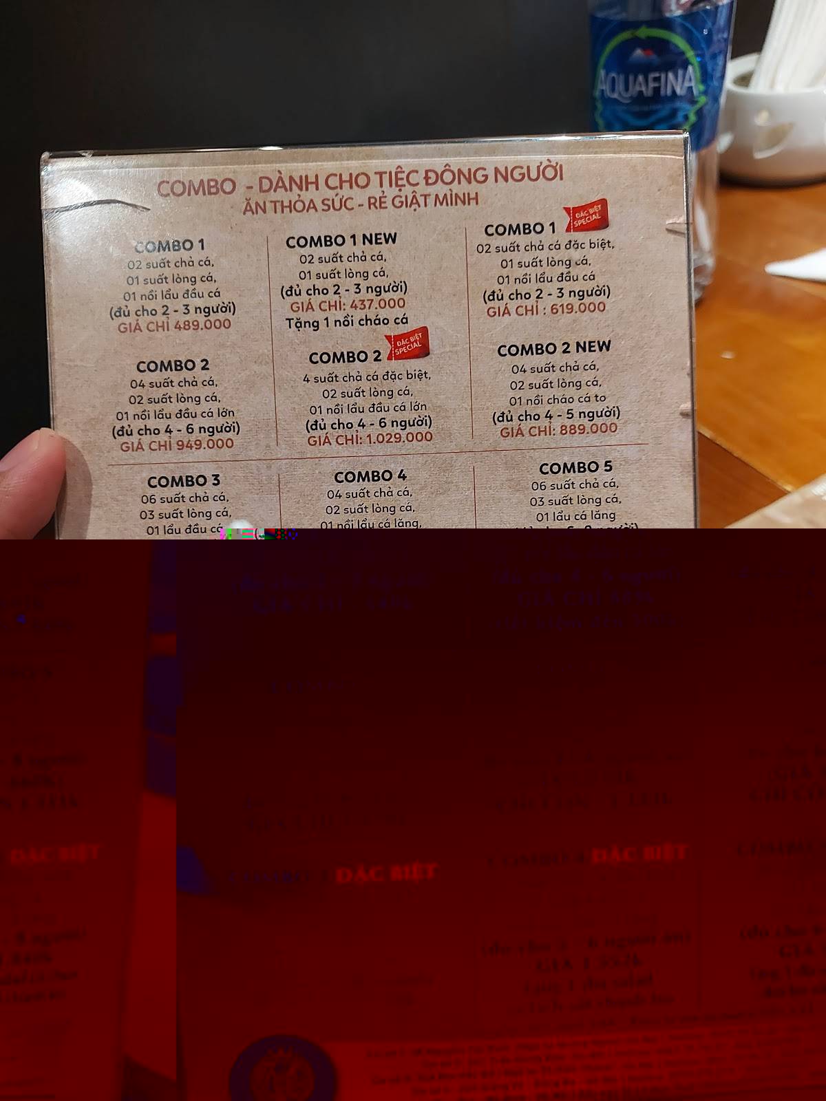 Carta de Vua Chả Cá Restaurant, Hanoi