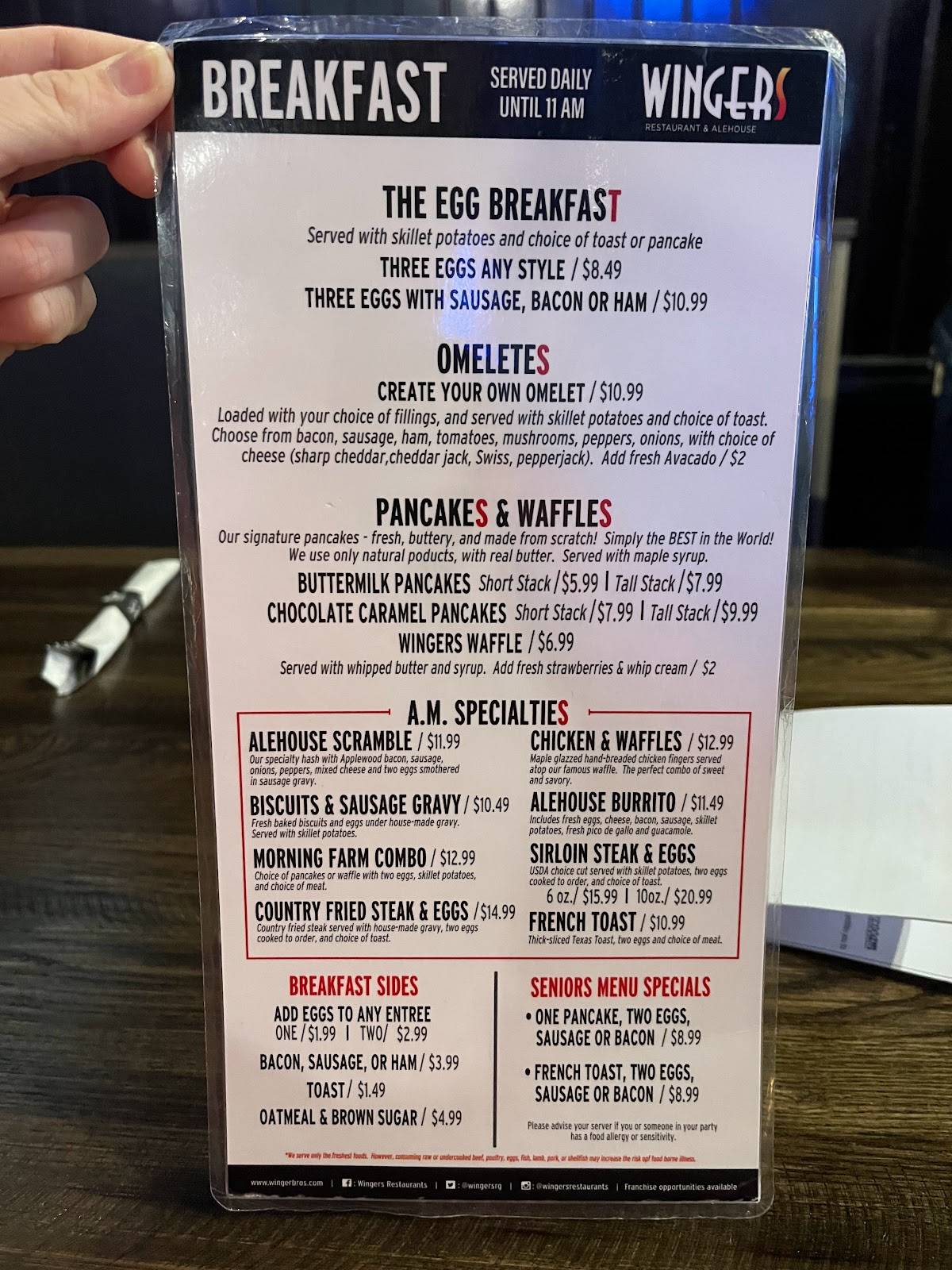 Menu at WINGERS Restaurant & Alehouse, Mountain Home