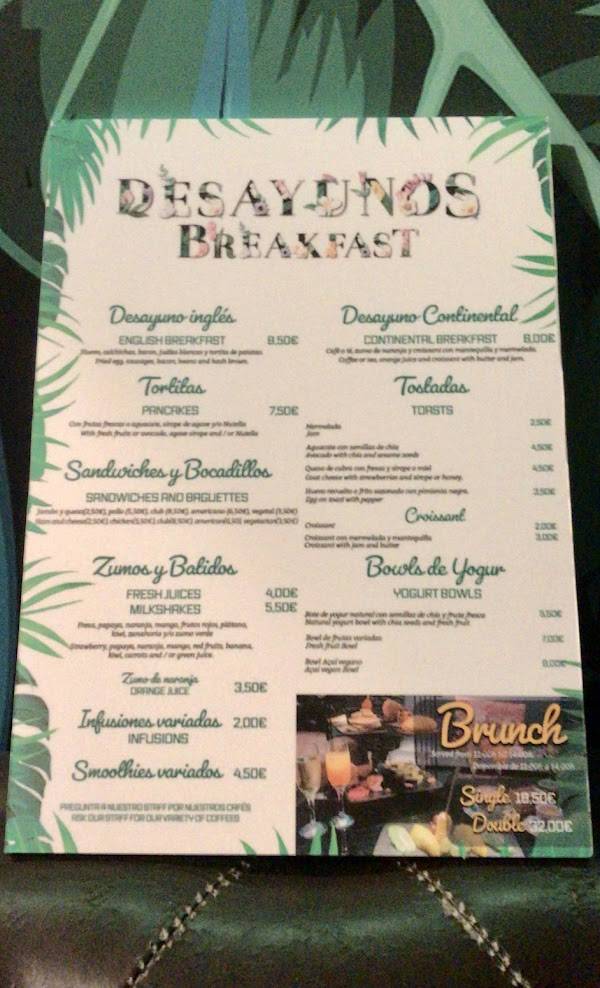 Menu at Wakanda pub & bar, Playa de las Américas