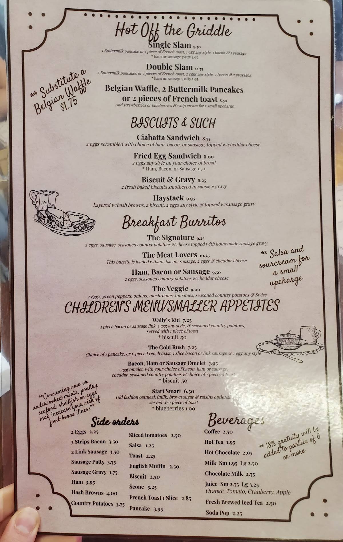 Menu at Wallys Cafe, Salmon