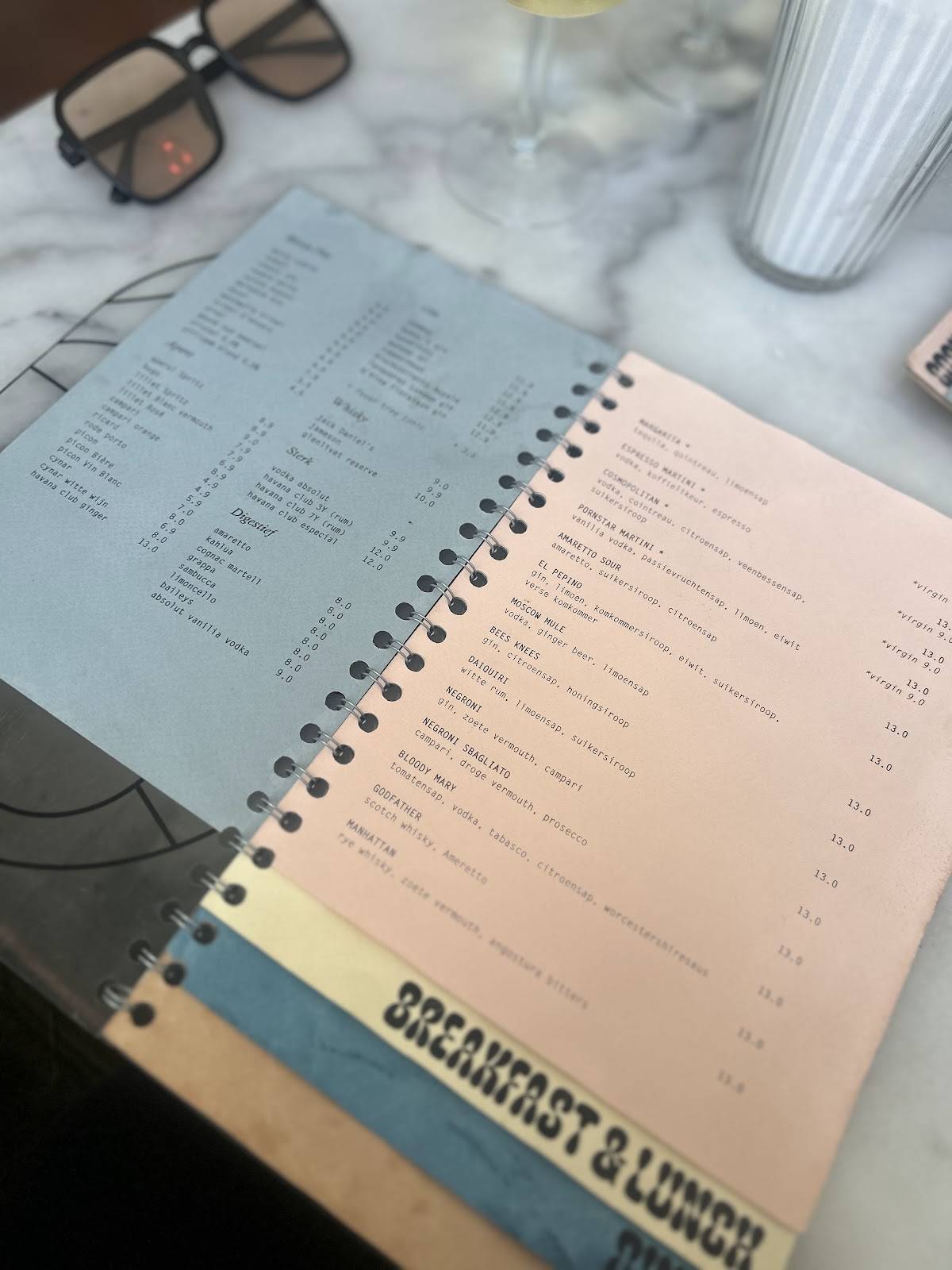 Menu at Walvis, Antwerp
