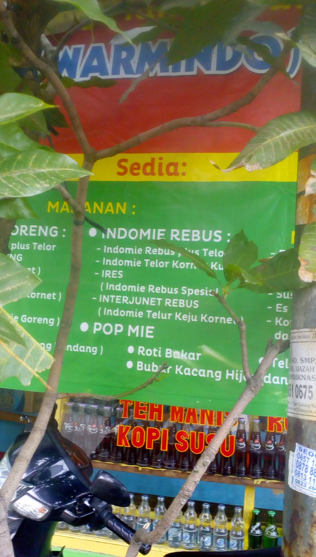 Menu at Warmindo Panca Rasa Taruna, North Jakarta