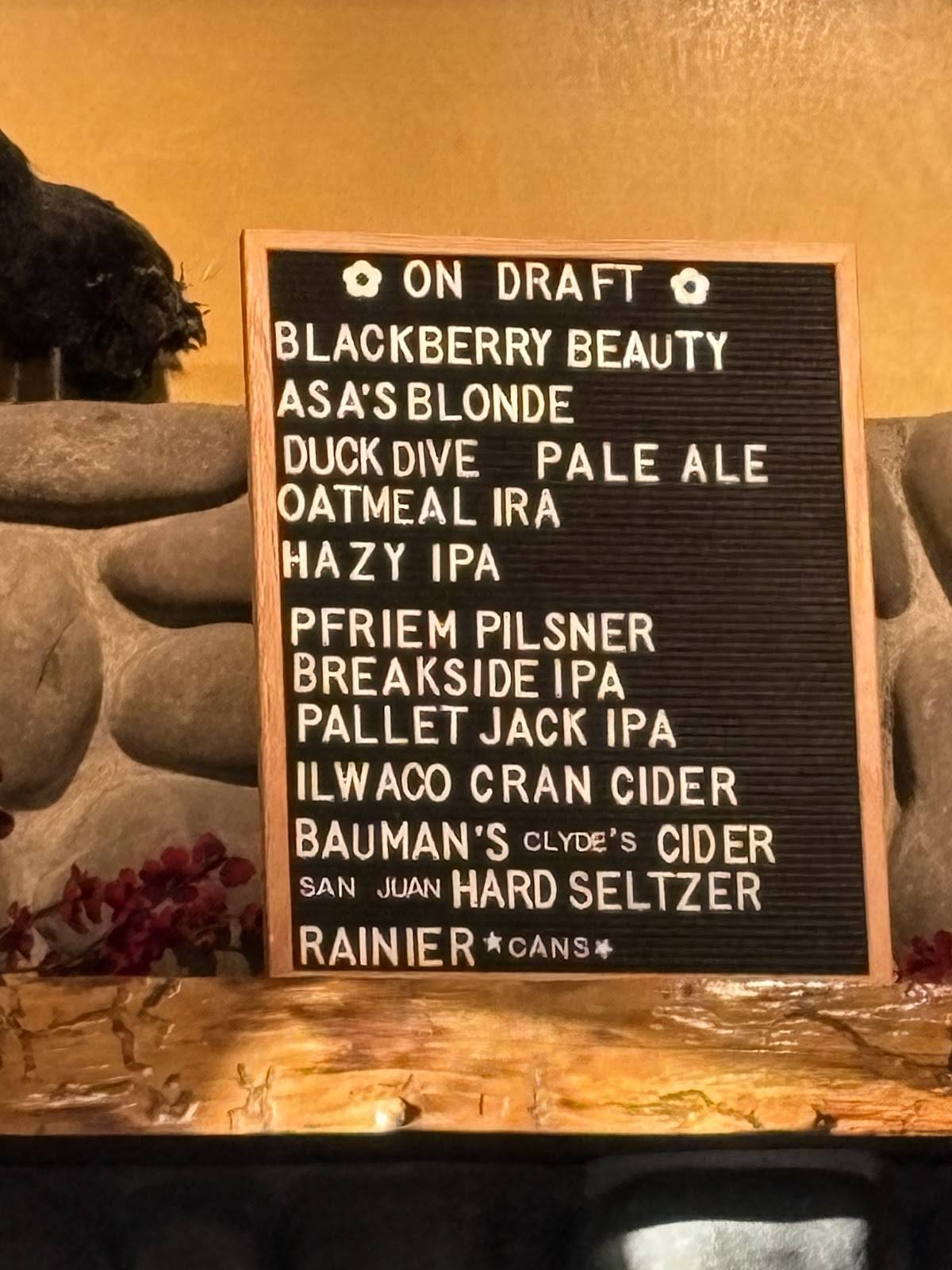 Menu at Warren House Pub, Cannon Beach