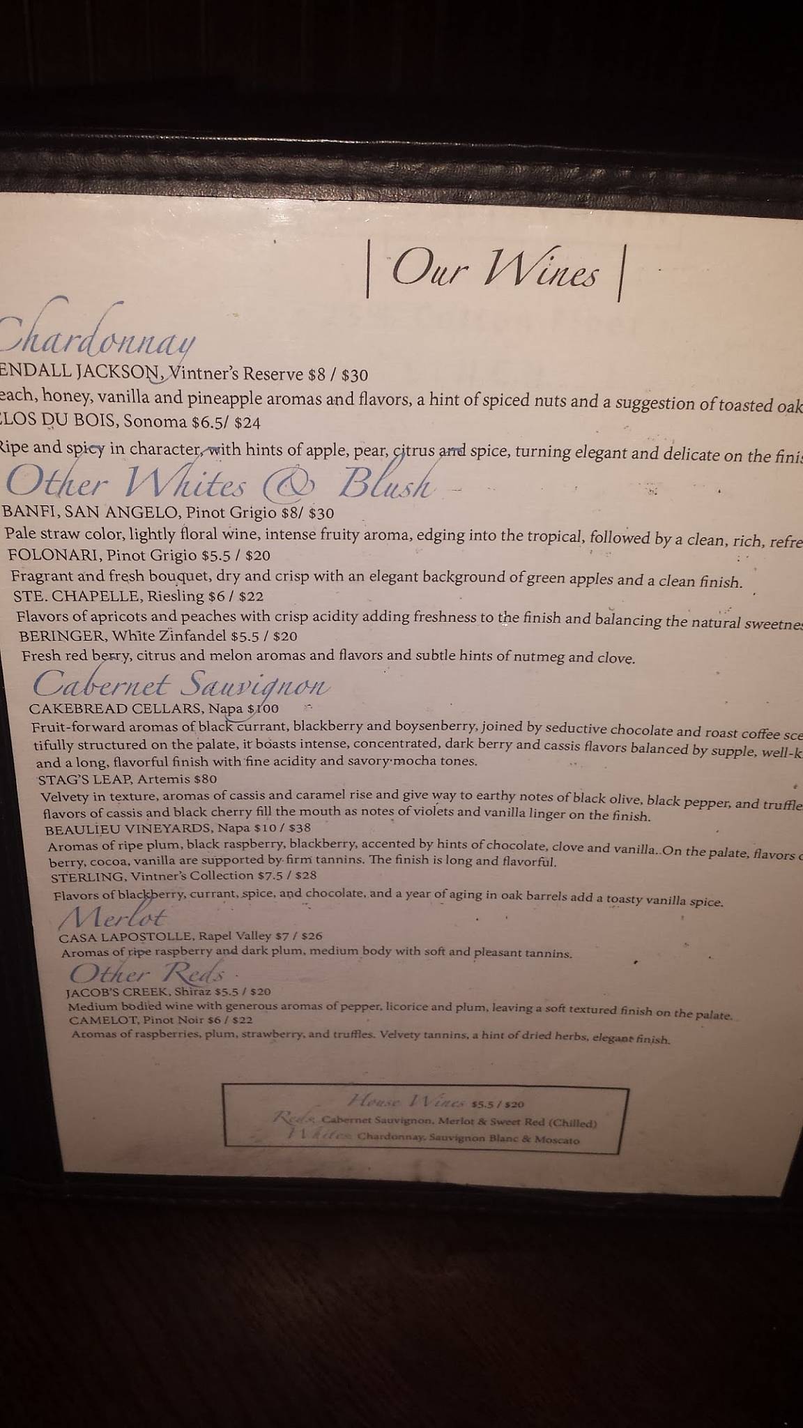Menu at Boathouse Restaurant, Winona Lake