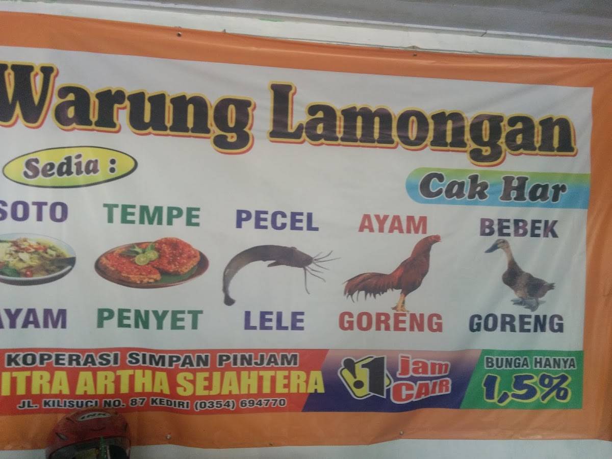Carta del restaurante Warung Lamongan Mukti Jaya Cak Har, Indonesia