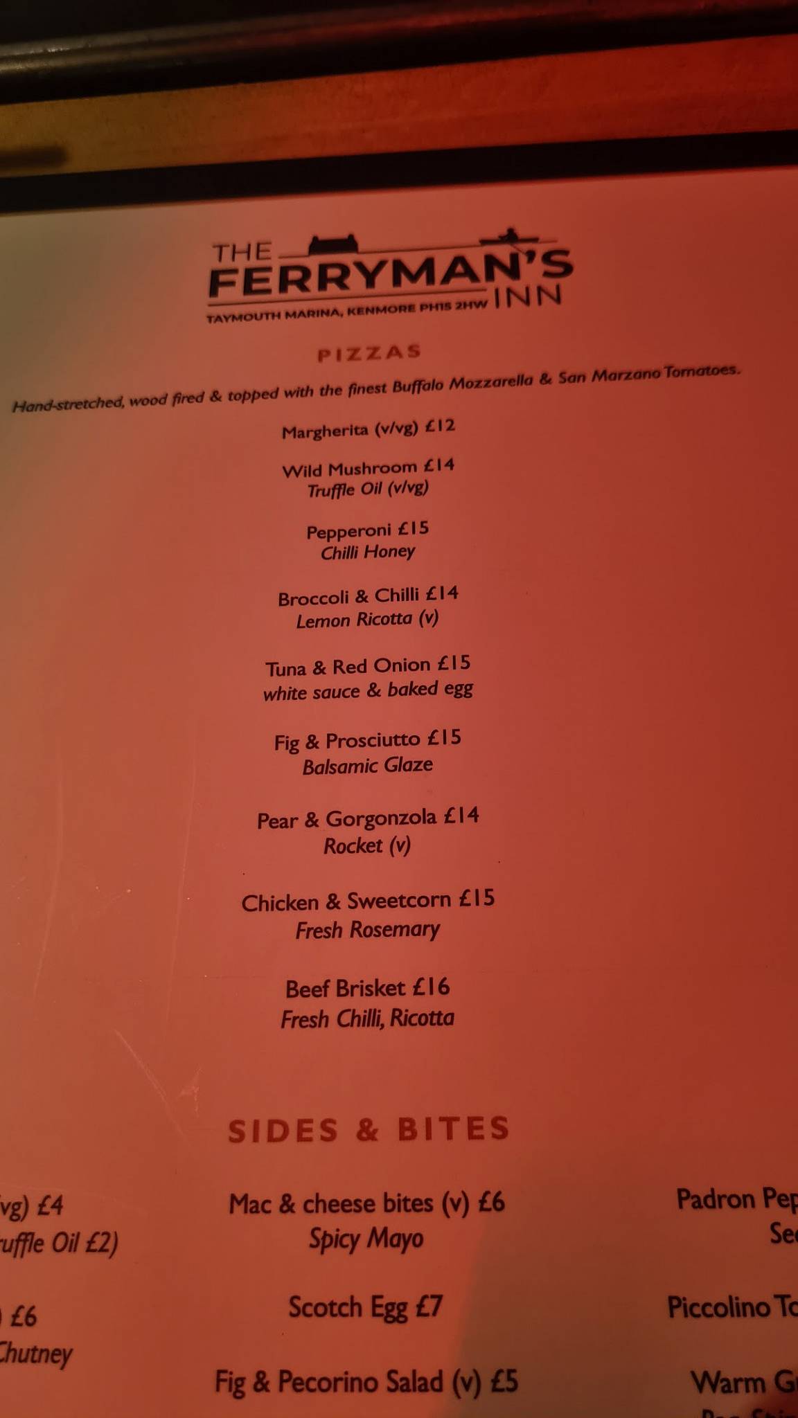 Menu at The Waterfront Restaurant, England