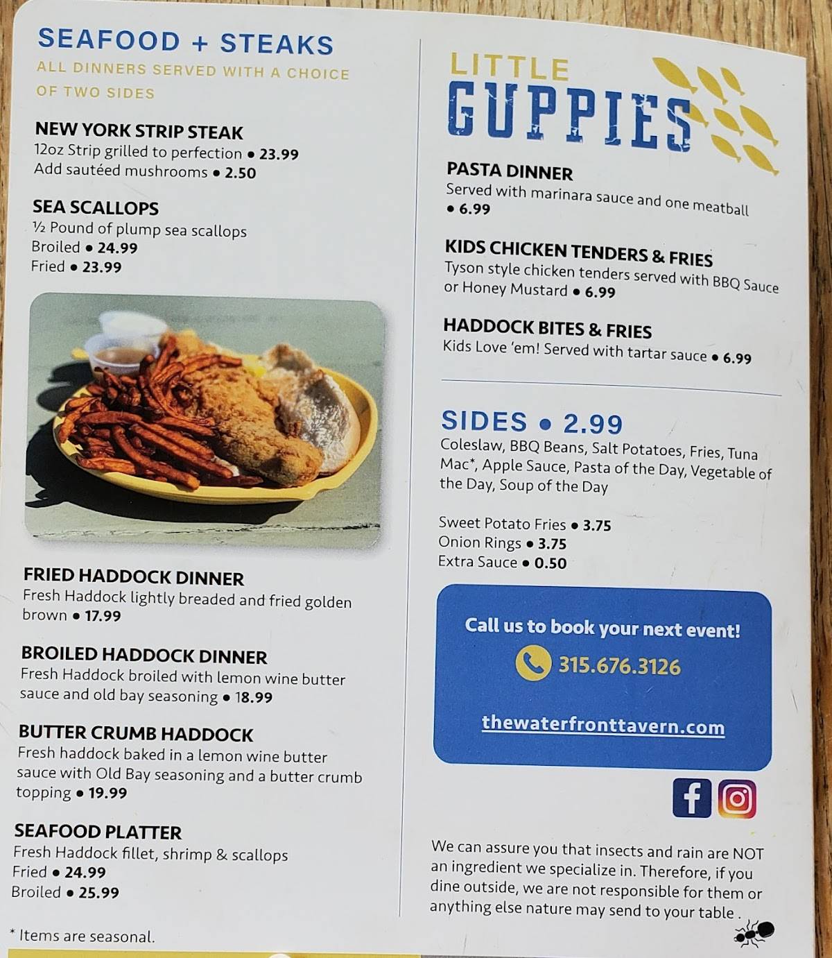 Menu at Waterfront Tavern pub & bar, Brewerton, 6 US-11