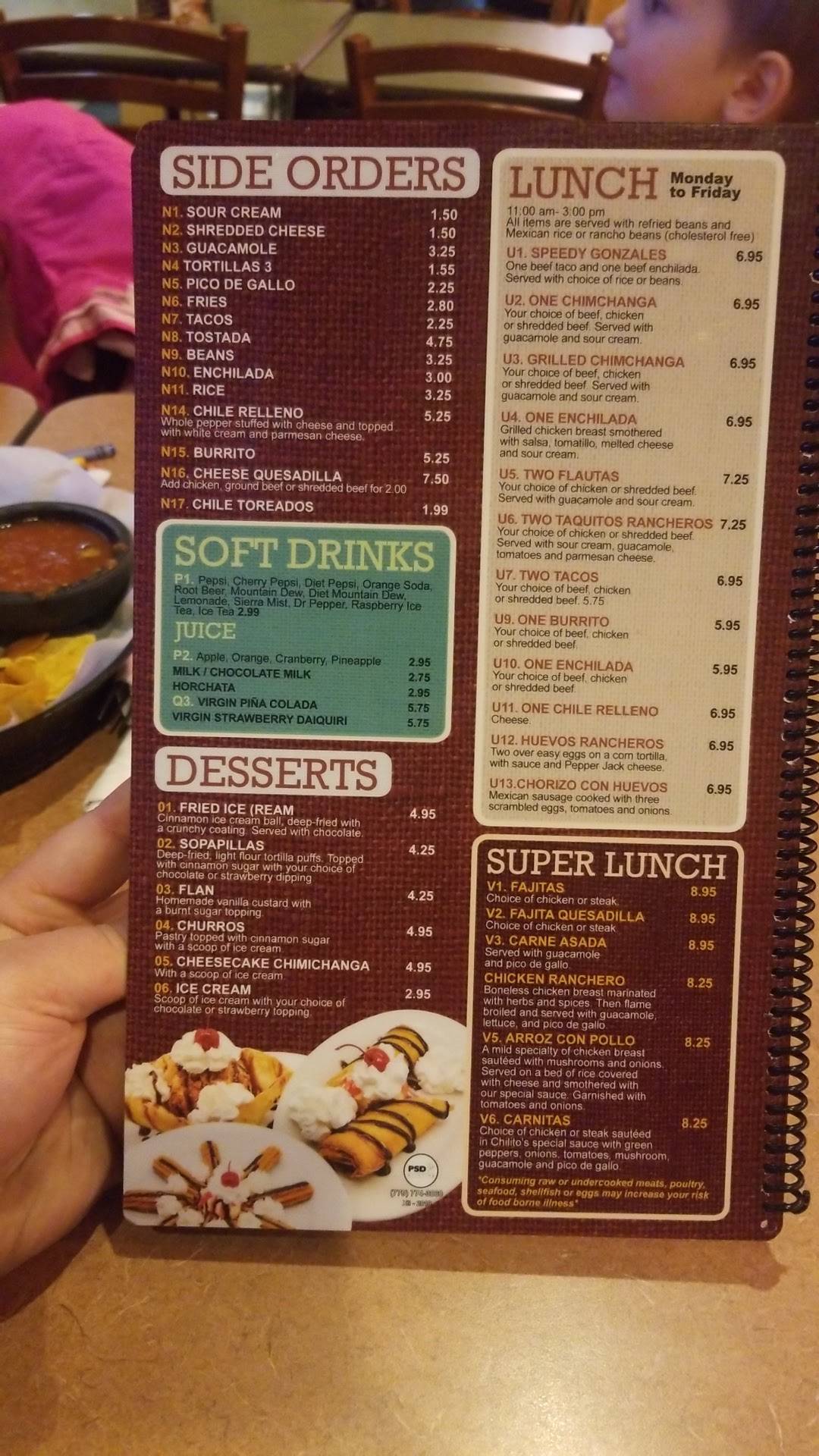 Menu at Chilito's Mexican Bar And Grill, Waterloo