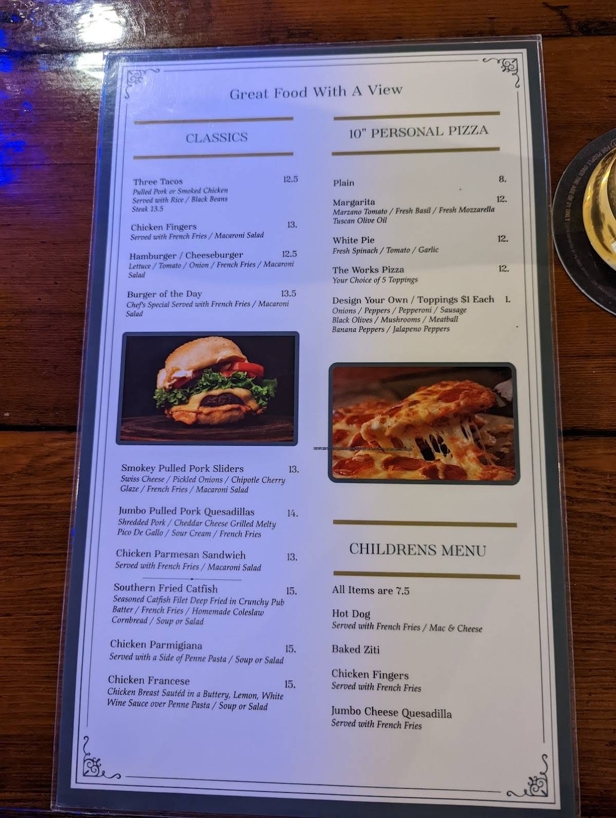 Menu at Waters Edge pub & bar, Belvidere