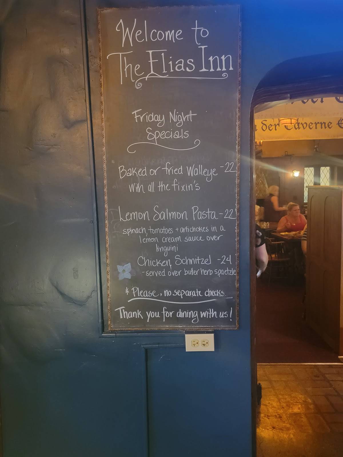 Carta de The Elias Inn Supper Club, Watertown