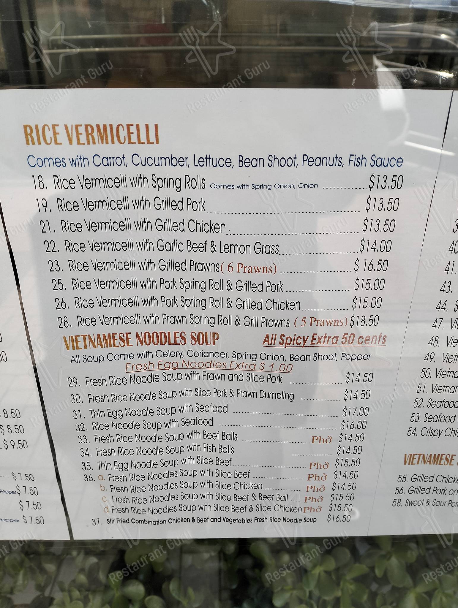 Menu at Watton Vietnamese Takeaway fast food, Werribee