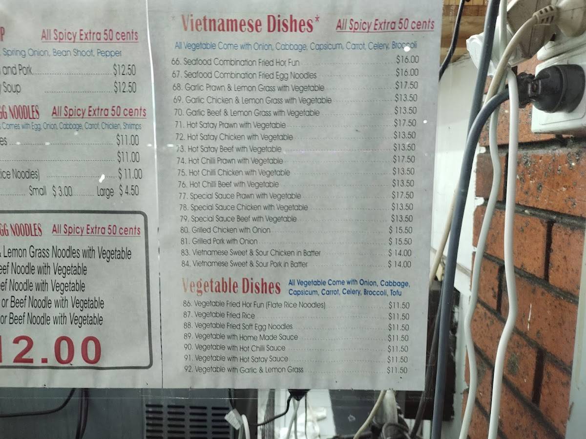 Menu at Watton Vietnamese Takeaway fast food, Werribee