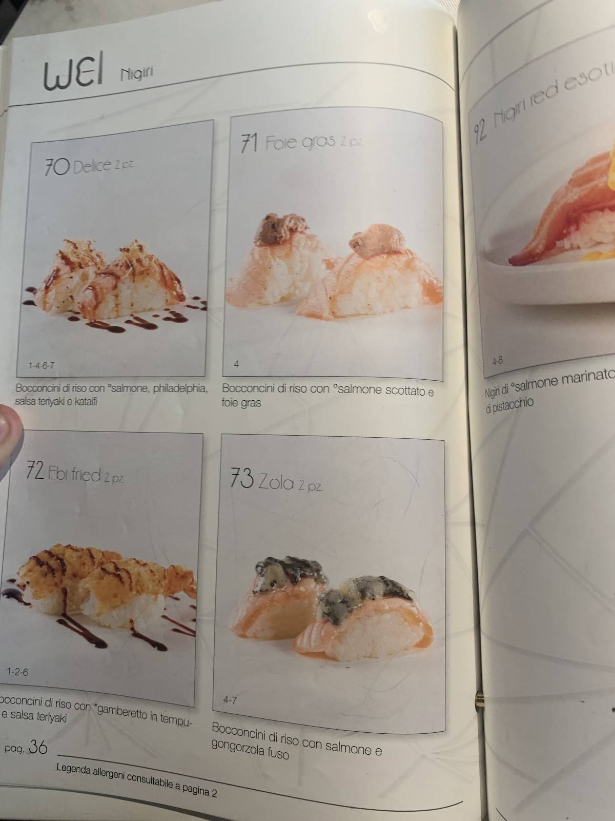 Menu at Well Sushi restaurant, Bovisio-Masciago