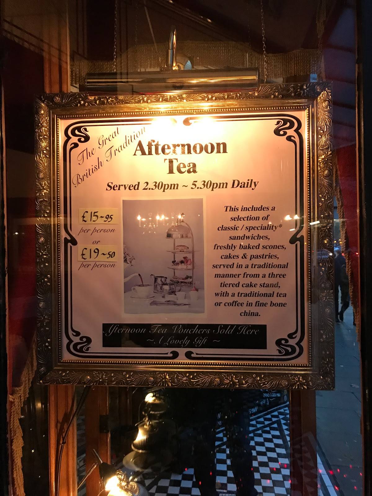 Menu at Westminster Tea Rooms cafe, Southport
