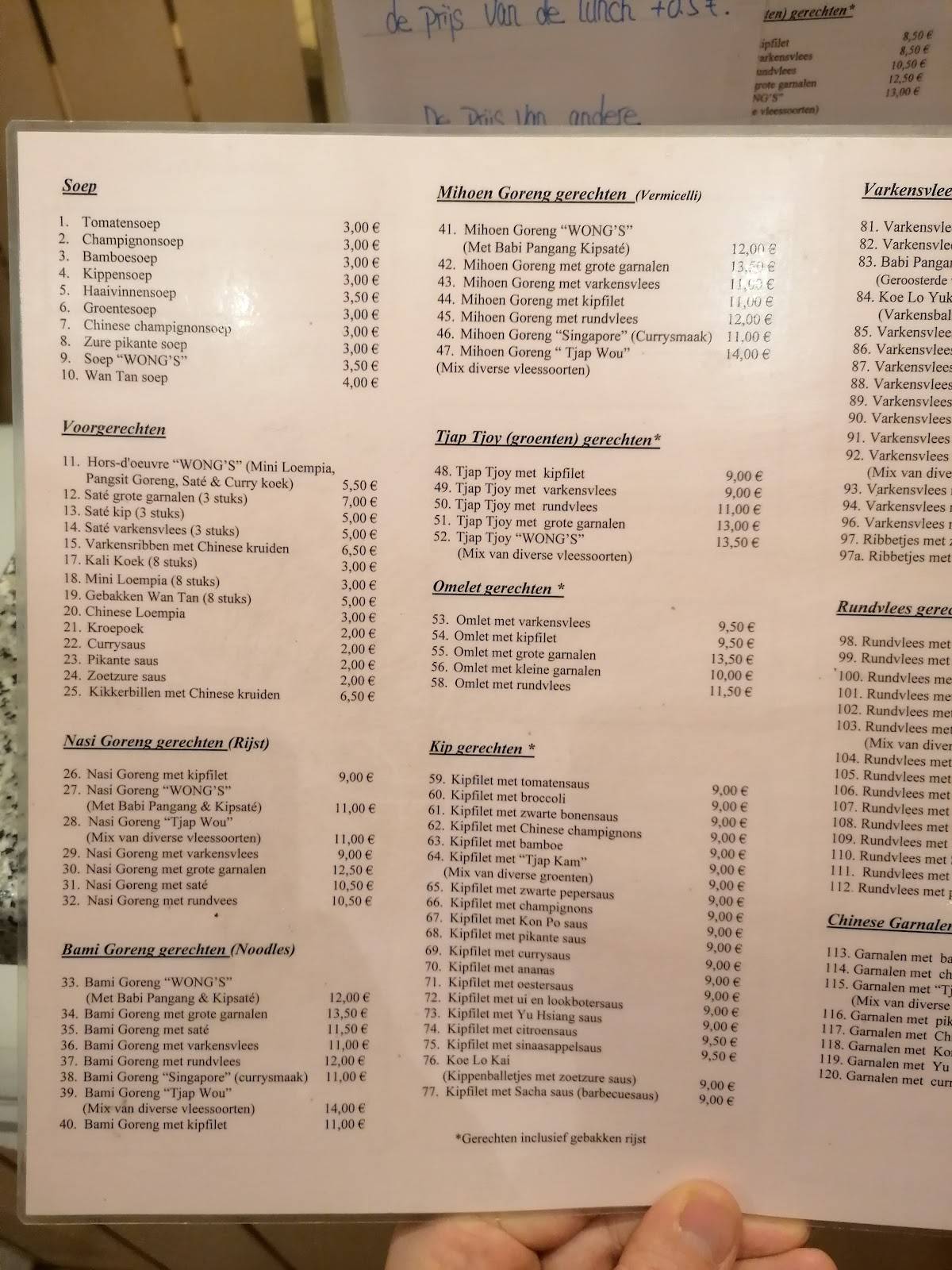 Menu at Wongs Keuken, Wetteren, 42
