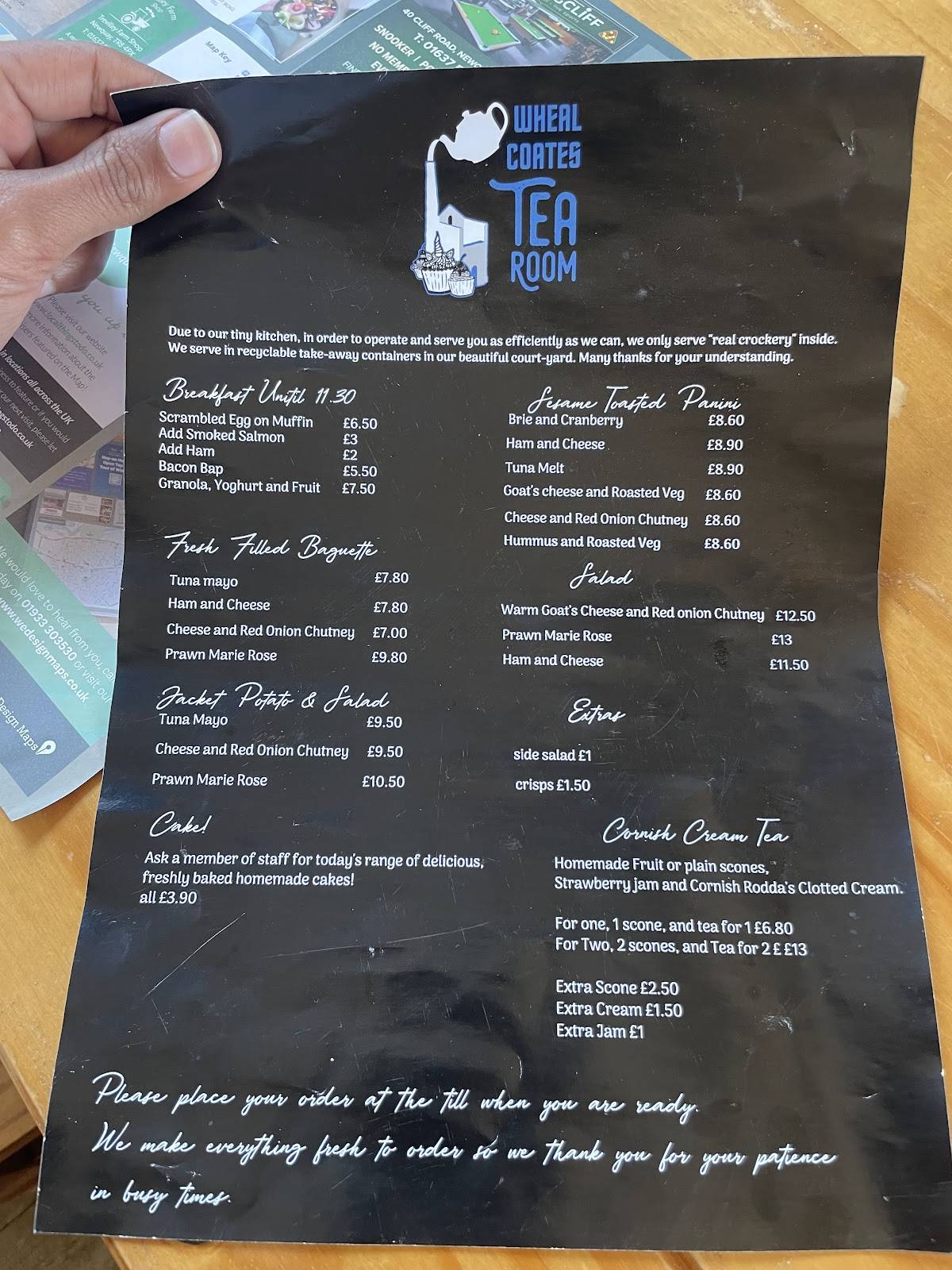 Menu at Wheal Coates Tea Room cafe, Saint Agnes