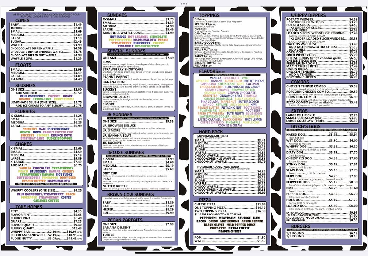 Menu at Whippy Dip restaurant, North Kingsville
