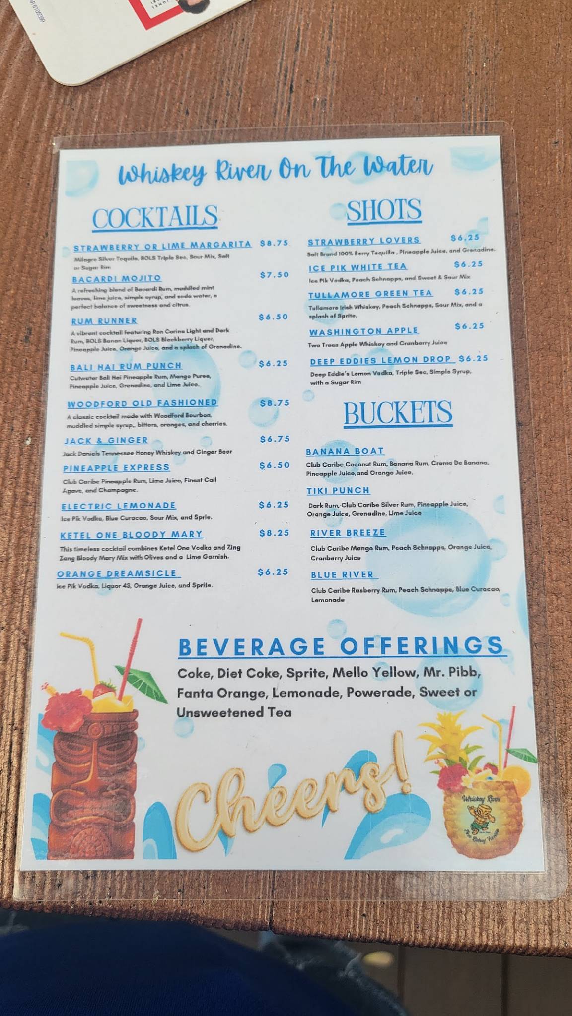 Menu at Whiskey River On The Water pub & bar, Port Richey