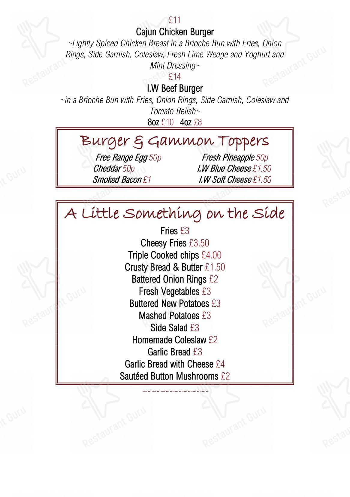 Menu at The White Hart Inn pub & bar, Ryde