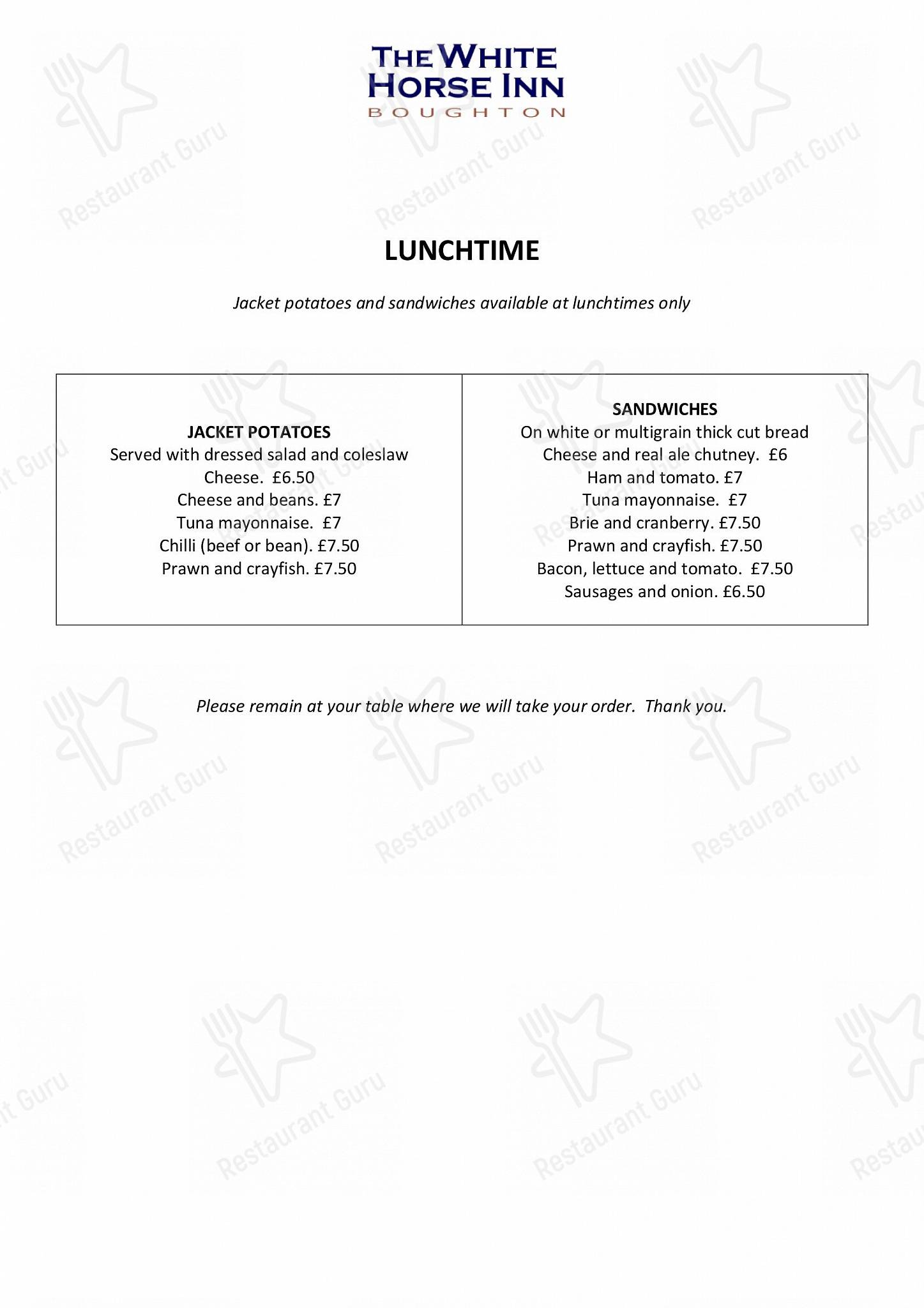 Menu at The White Horse pub & bar, Boughton-under-Blean