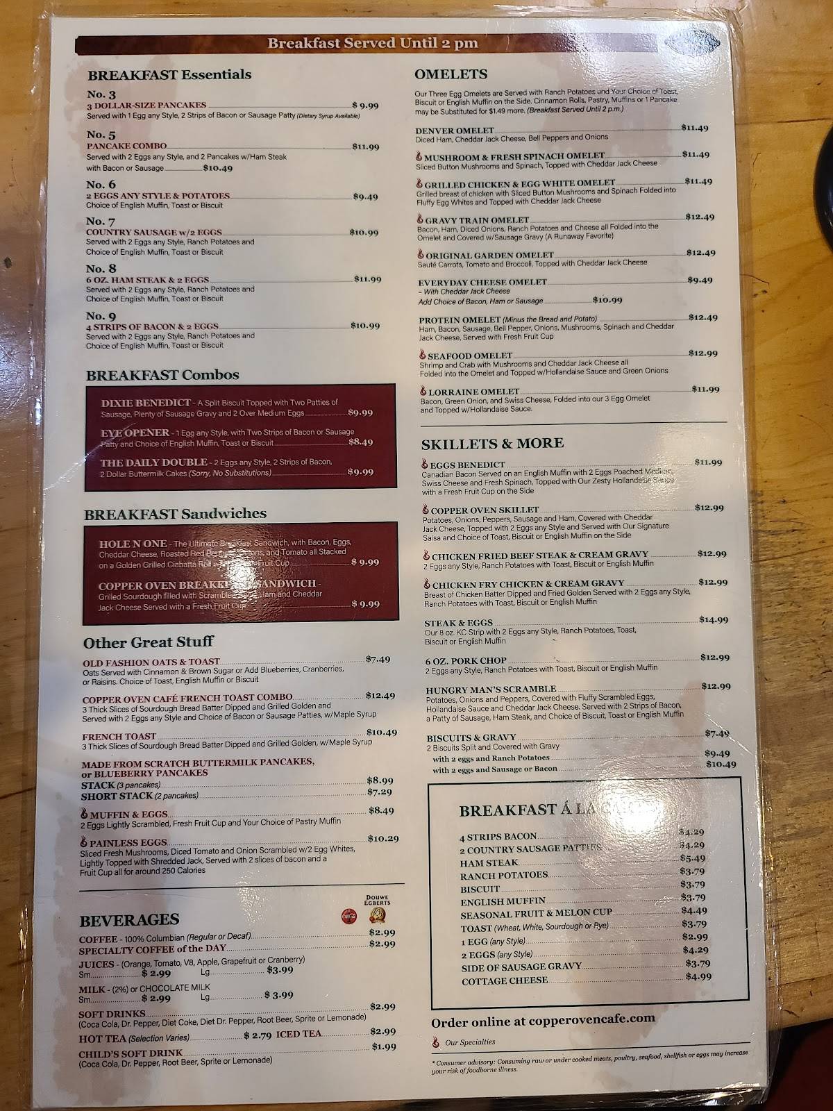 Menu at Copper Oven Cafe & Bakery, Wichita