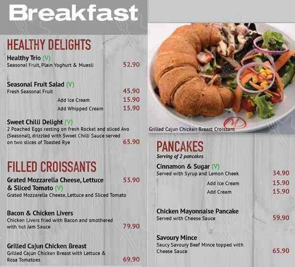 Menu at Wiesenhof Cape Gate cafe, Cape Town, Makro Shopping Centre