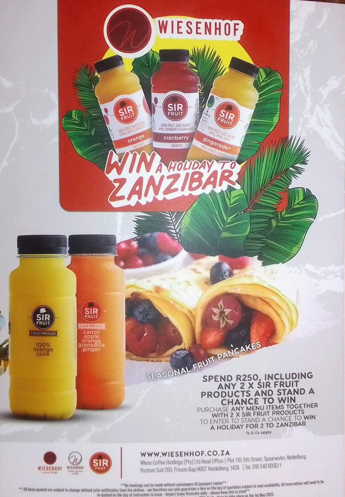 Menu at Wiesenhof Cape Gate. cafe, Cape Town, Makro Shopping Centre