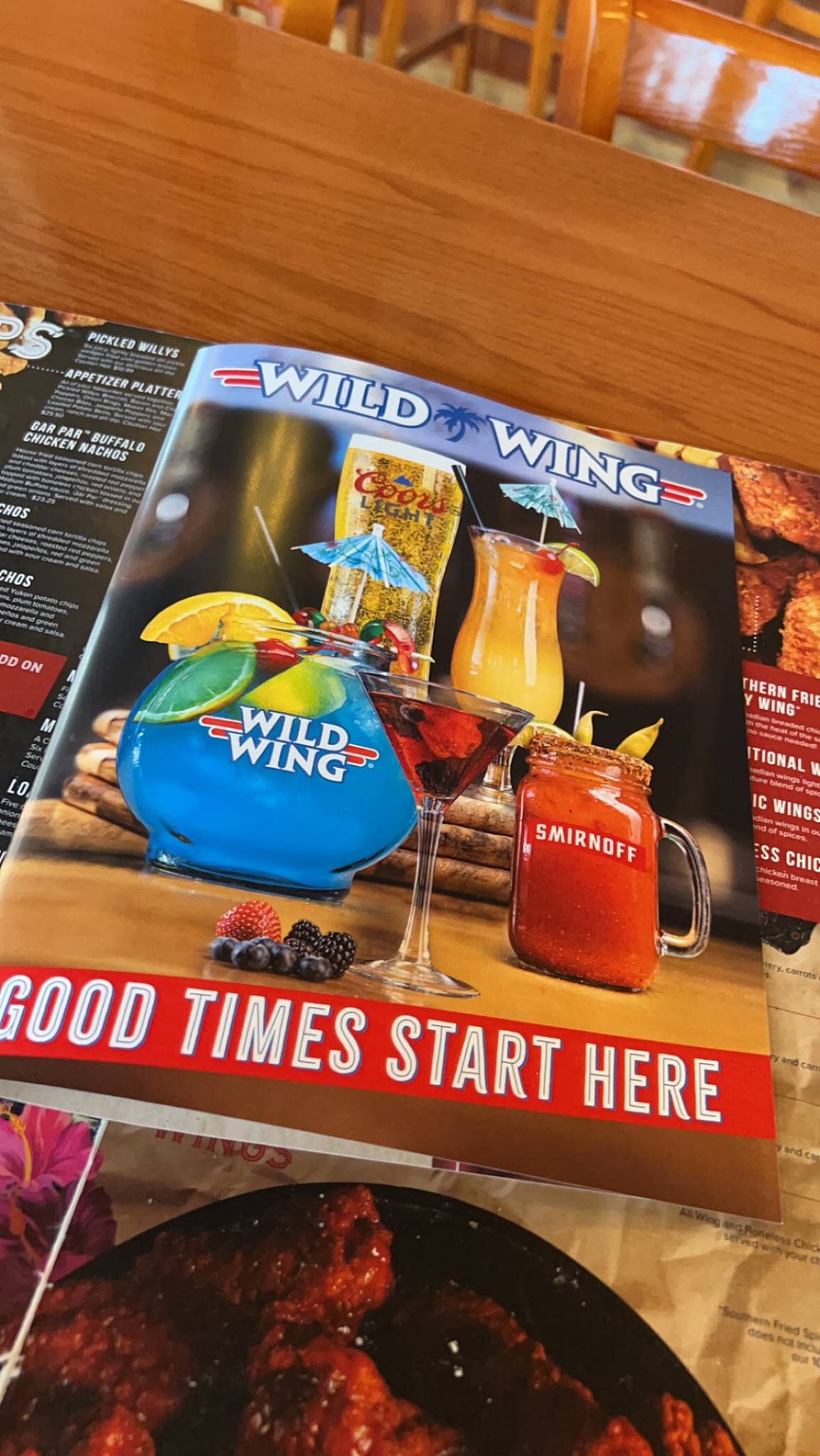 Menu at Wild Wing restaurant, Winnipeg, Pembina Hwy