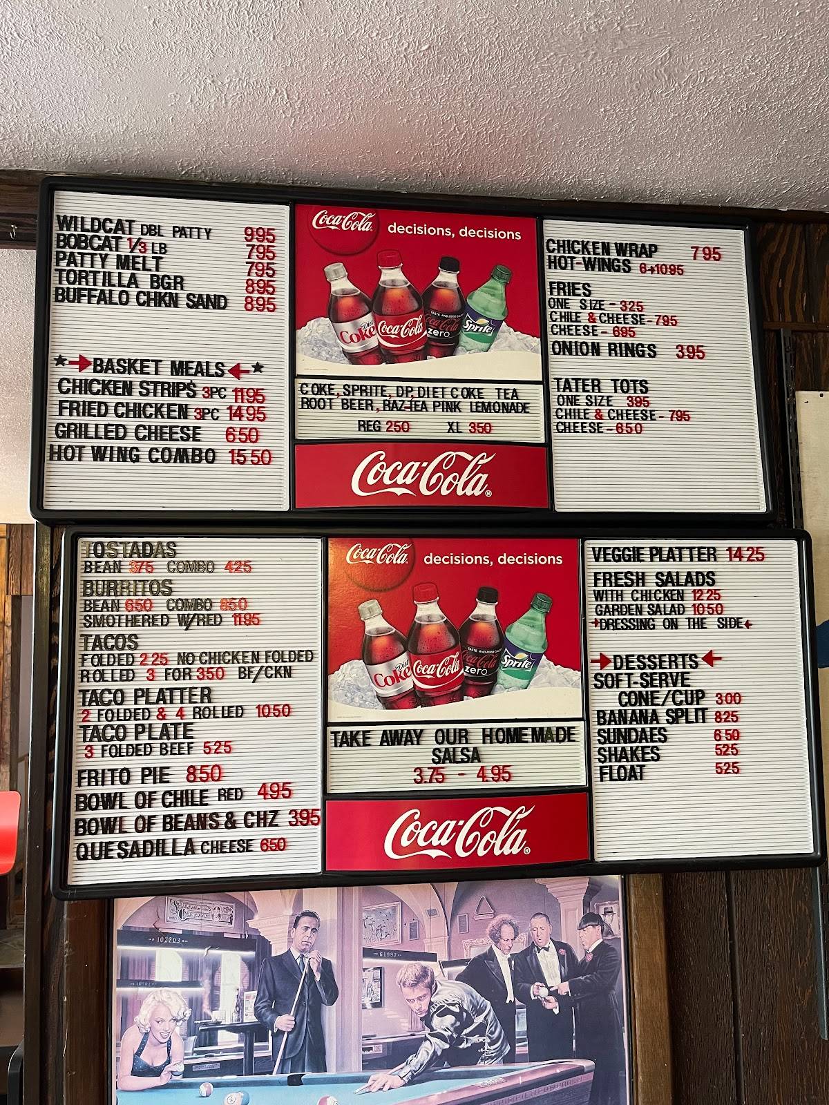 Menu at Wildcat's Den restaurant, Questa, NM-522