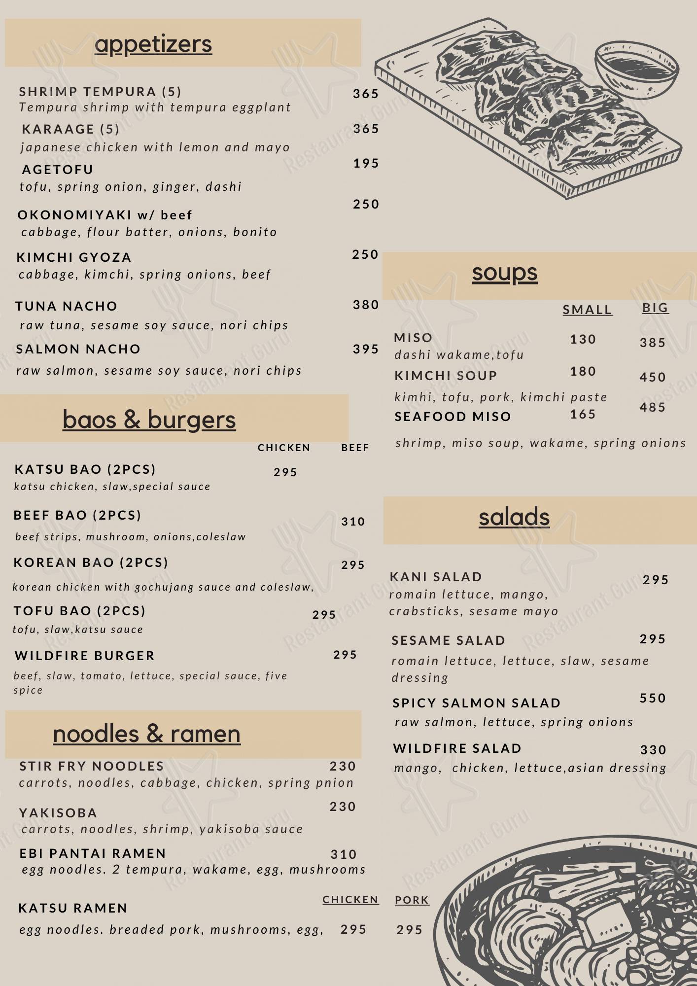 Menu at Wildfire Asian Fusion Restaurant, Cebu City
