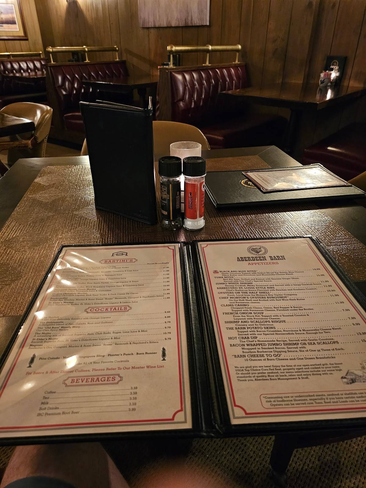 Menu at Aberdeen Barn Steakhouse, Williamsburg, Richmond Rd