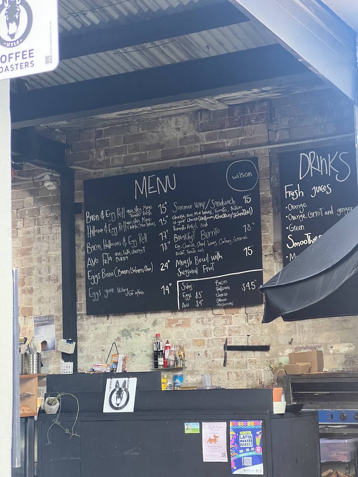 Menu at Wilson Cafe, Surry Hills
