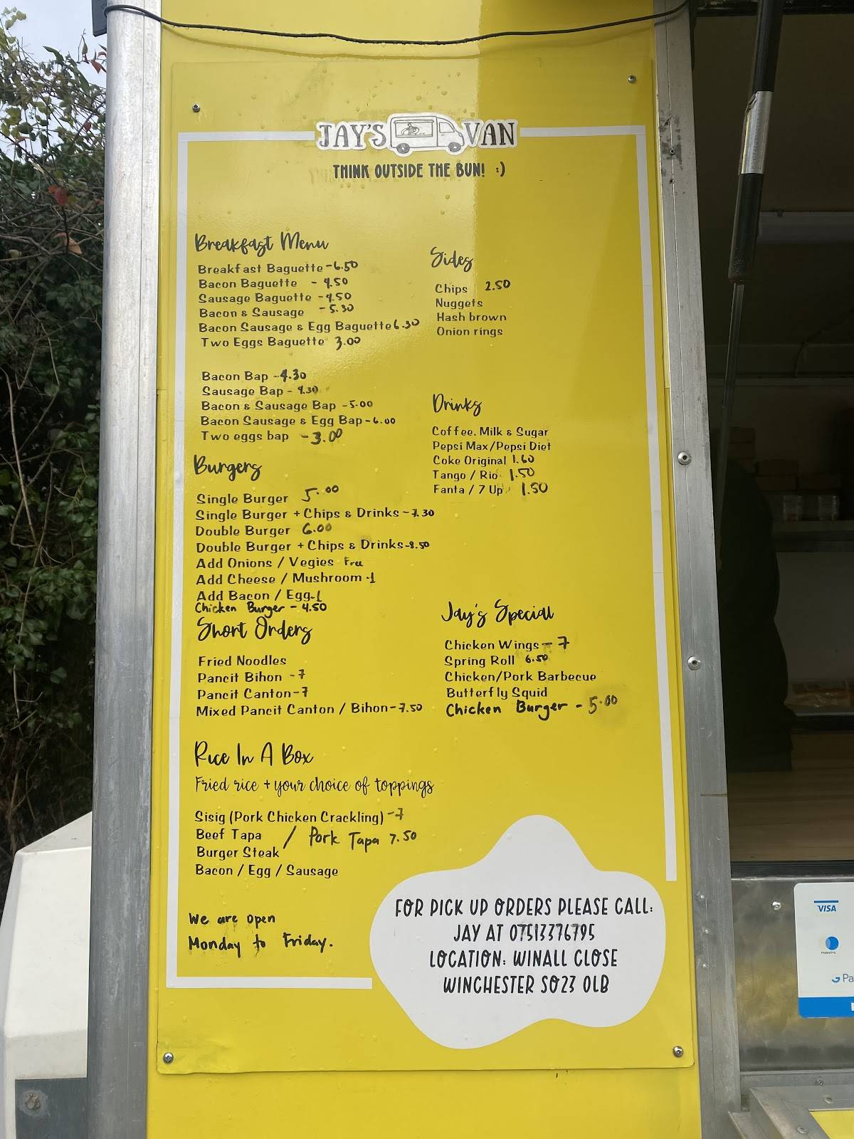 Menu at Blue Cafe, Winchester