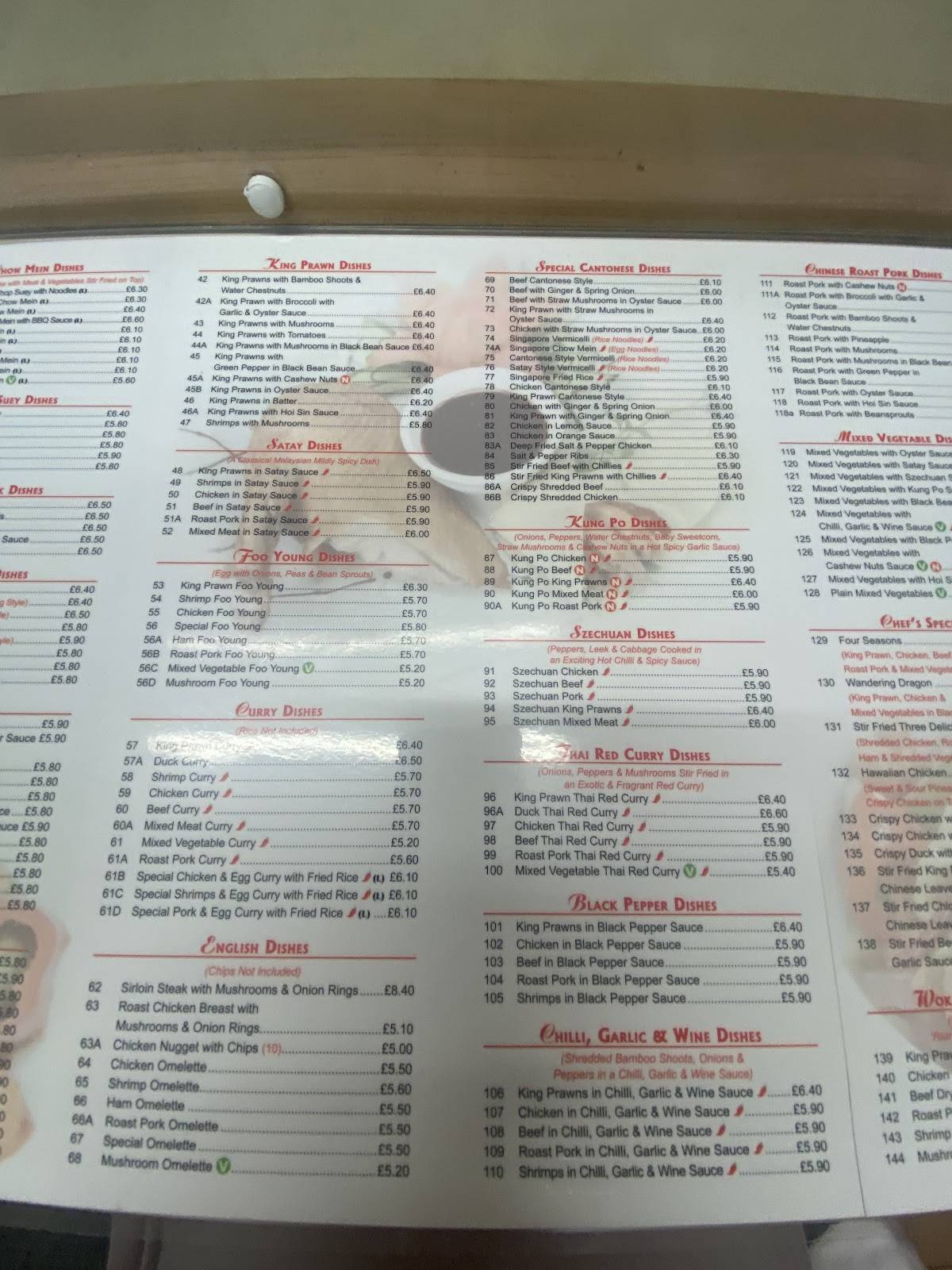 Menu at Wing Cheung House fast food, Falmouth