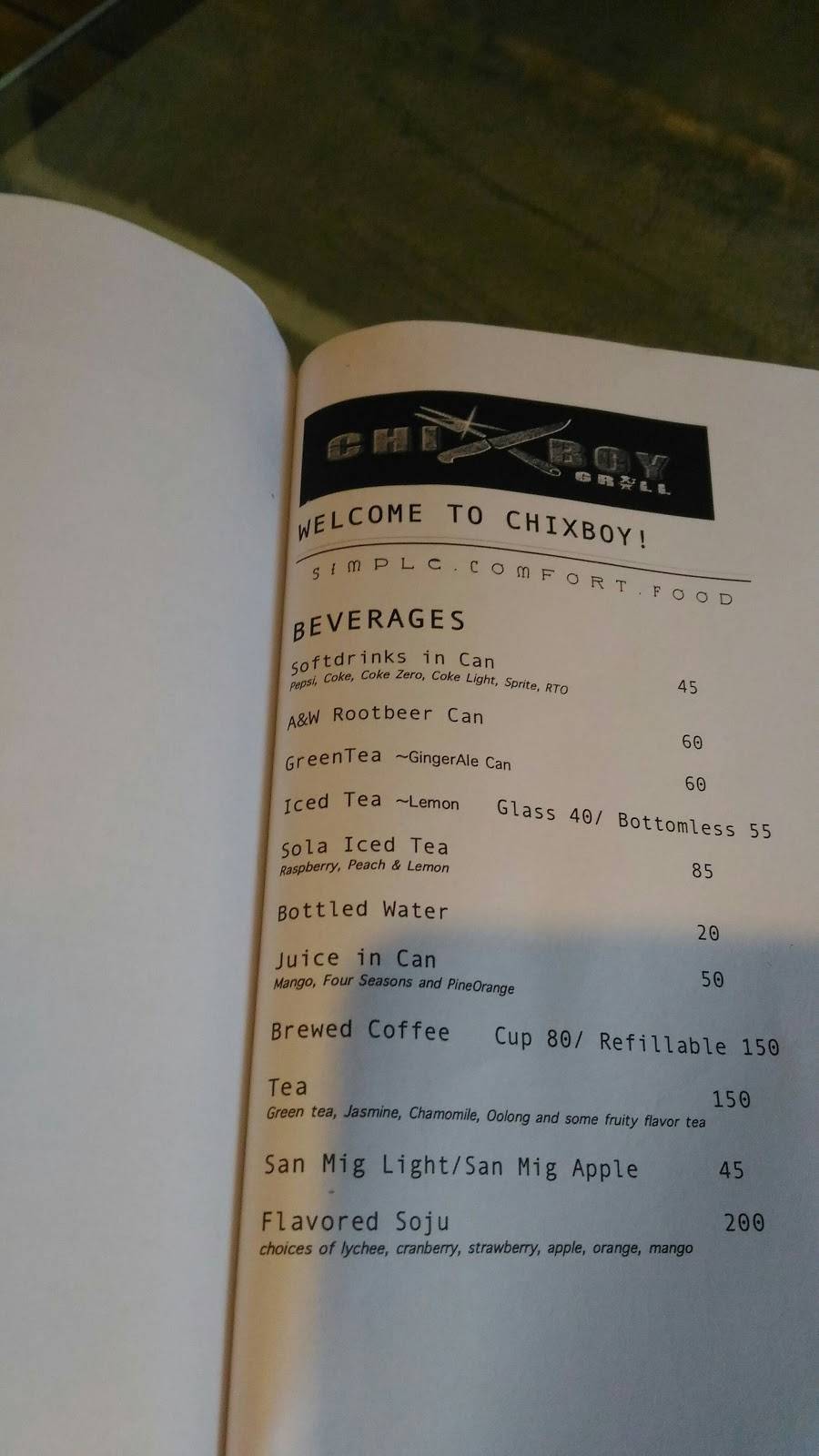 Carta del restaurante Wing Side x Chixboy Grill - Tionko Branch, Dávao