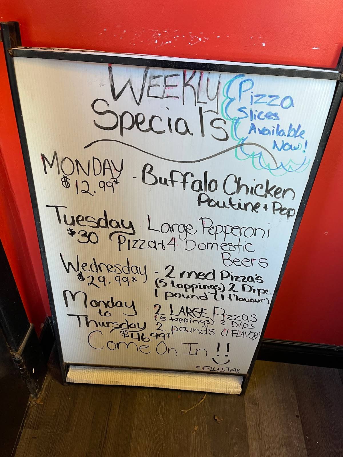 Menu au Wings Block pizzeria, Welland