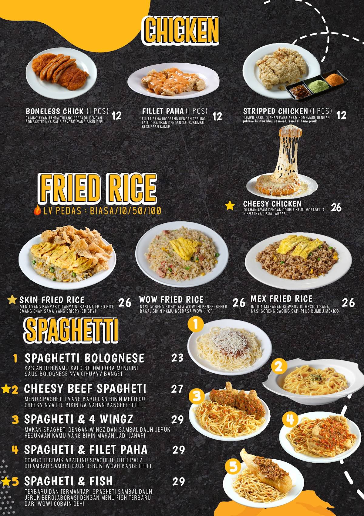 Menu at Wingz o Wingz Gegerkalong restaurant, Bandung