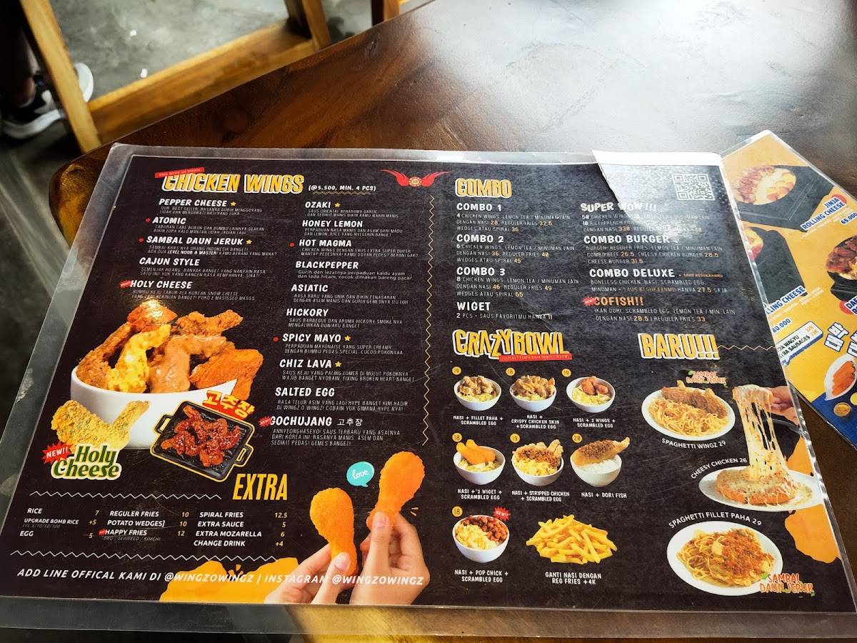 Menu at Wingz o Wingz Gegerkalong restaurant, Bandung
