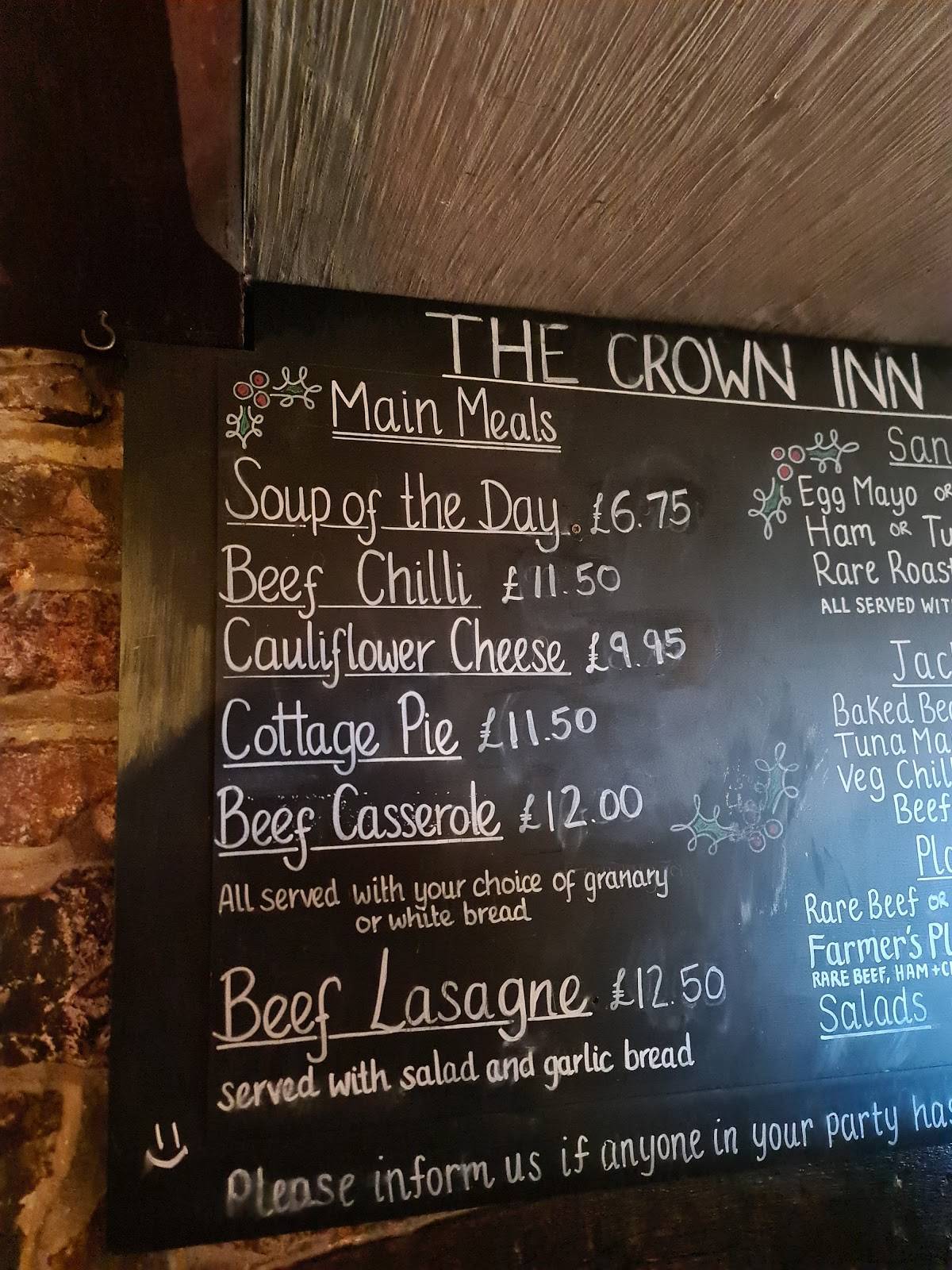 Menu at The Crown Inn pub & bar, Churchill, The Batch