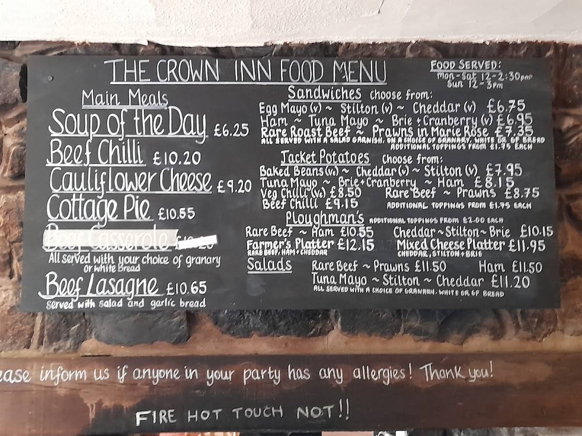Menu at The Crown Inn pub & bar, Churchill, The Batch