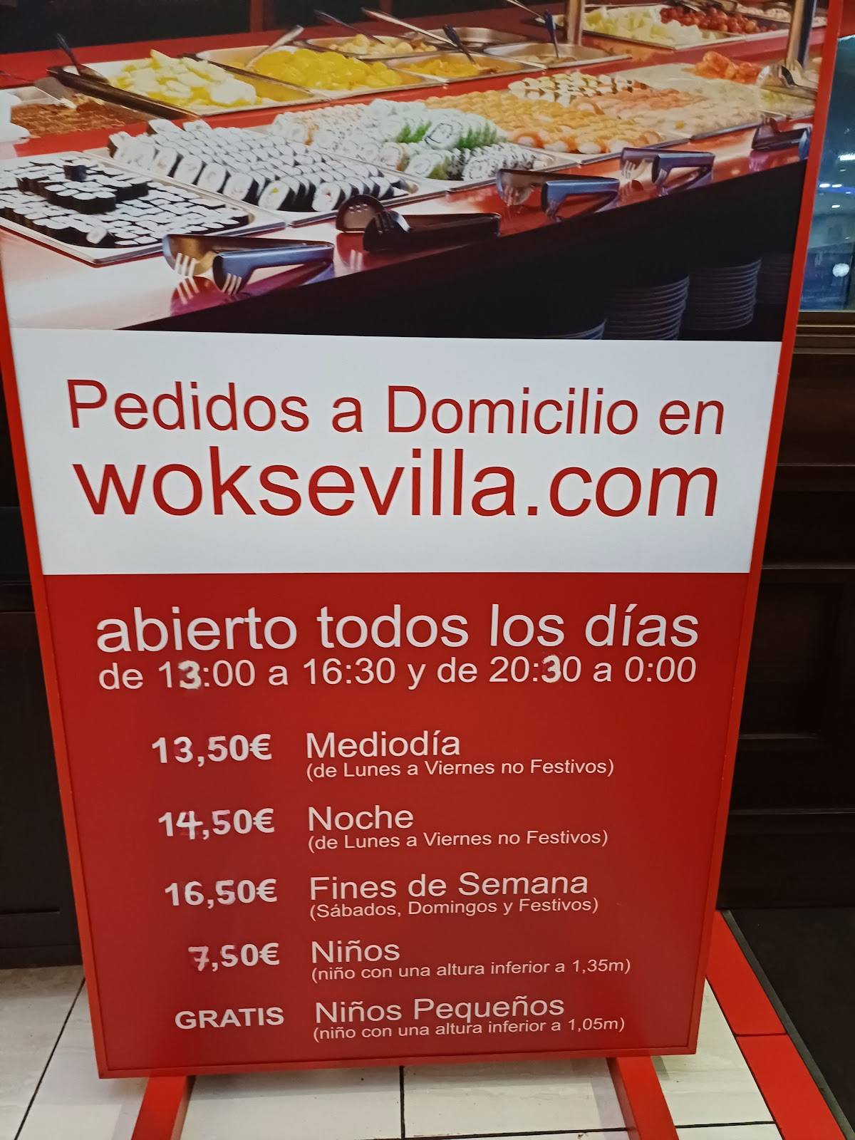 Carta del restaurante Wok Sevilla, Camas, Av. del las Erillas